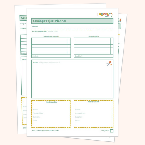 FREE PDF printable sewing project planner sheet by Freckles and Co