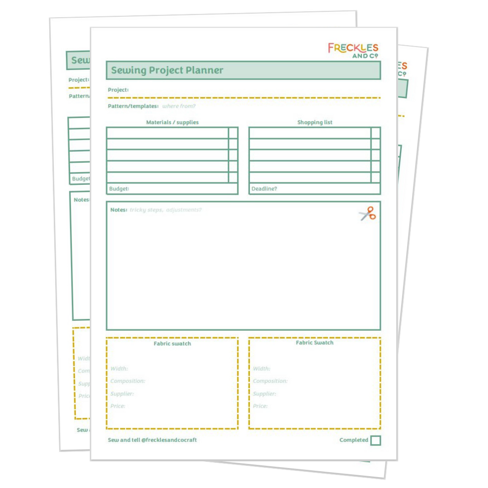 FREE PDF printable sewing project planner sheet by Freckles and Co
