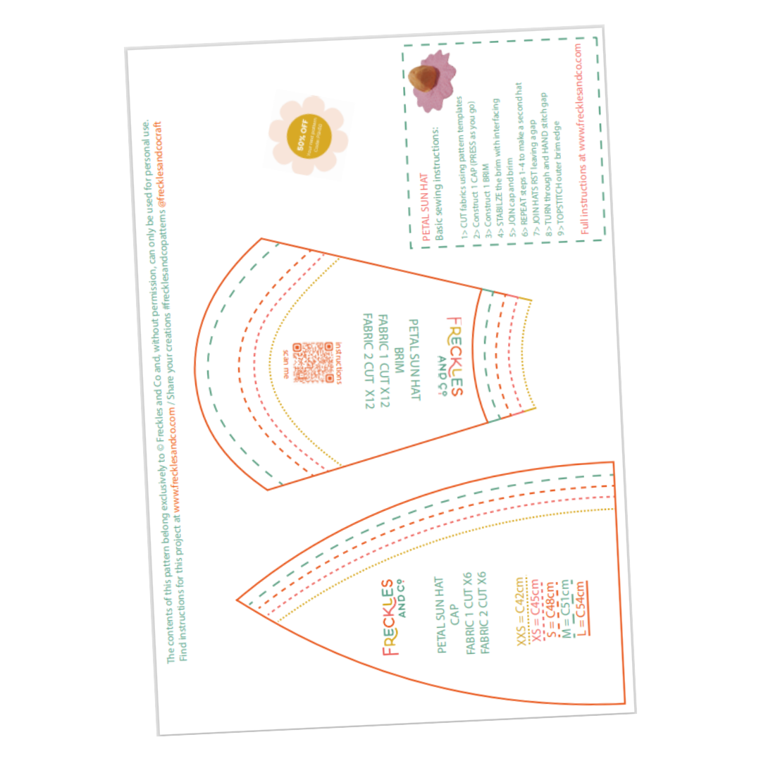Kids Flower Sun Hat Sewing Pattern and Instructions at Freckles and Co